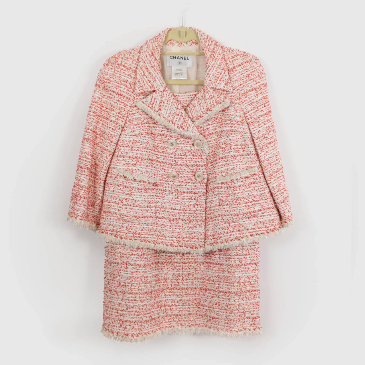 Classic Chanel Beautiful Red and White Tweed Suit For Sale at 1stDibs ...