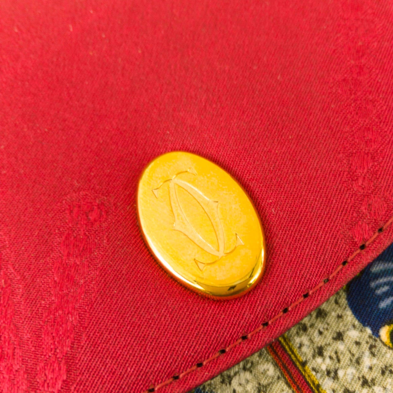 Le Must de Cartier Red Silk Clutch Bag at 1stDibs