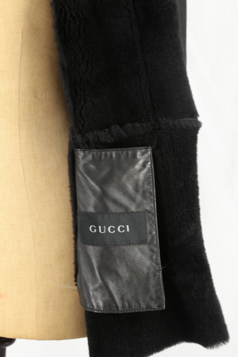 Gucci Black Shearling Fur Jacket US Size 8 For Sale at 1stDibs