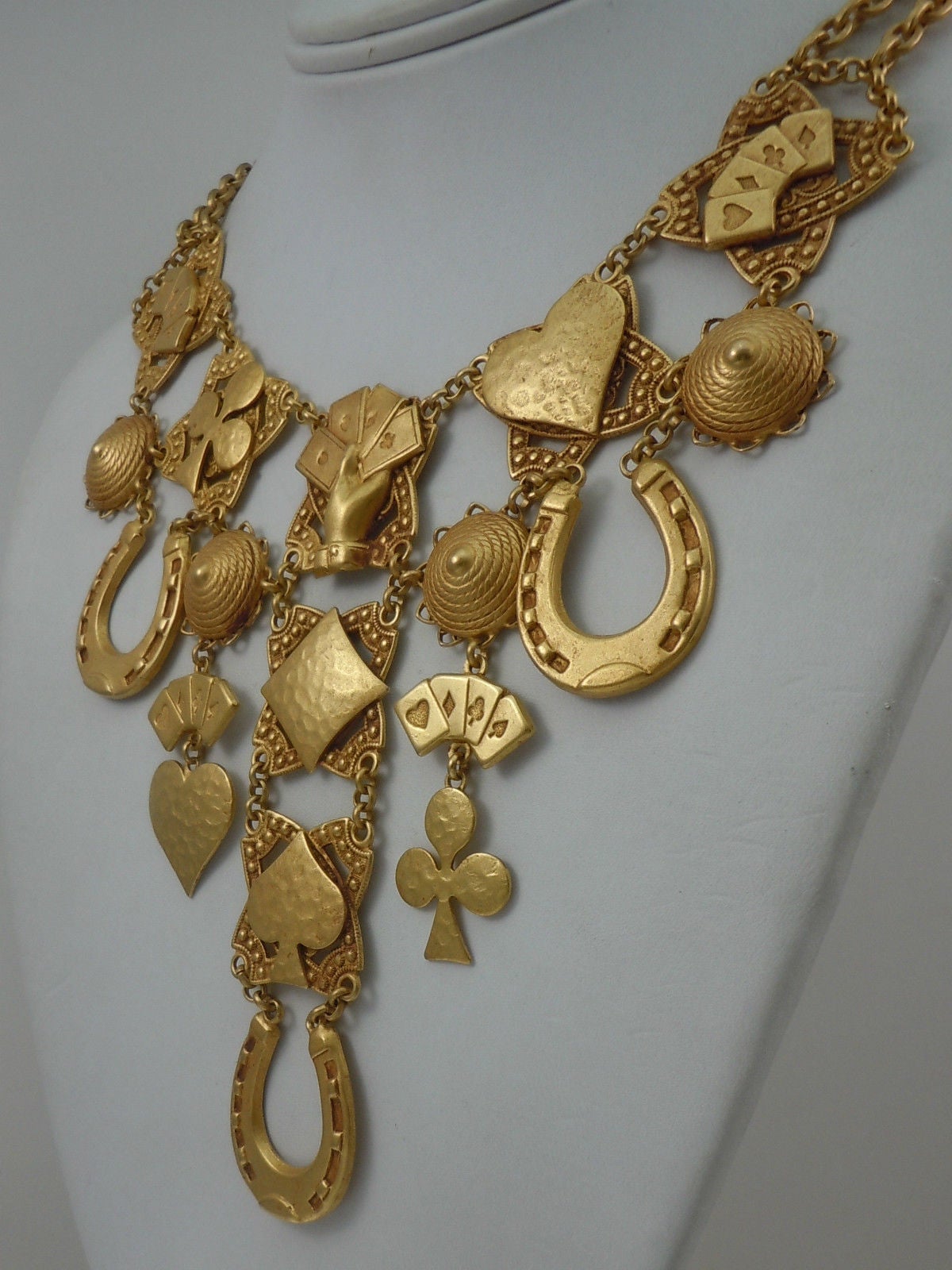 Askew London Poker Face Playing Card Bib Drop Necklace at 1stDibs