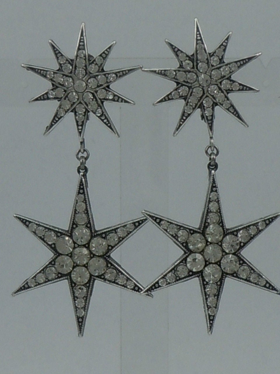 Askew London Large Brilliant Double Star Drop Earrings at 1stDibs