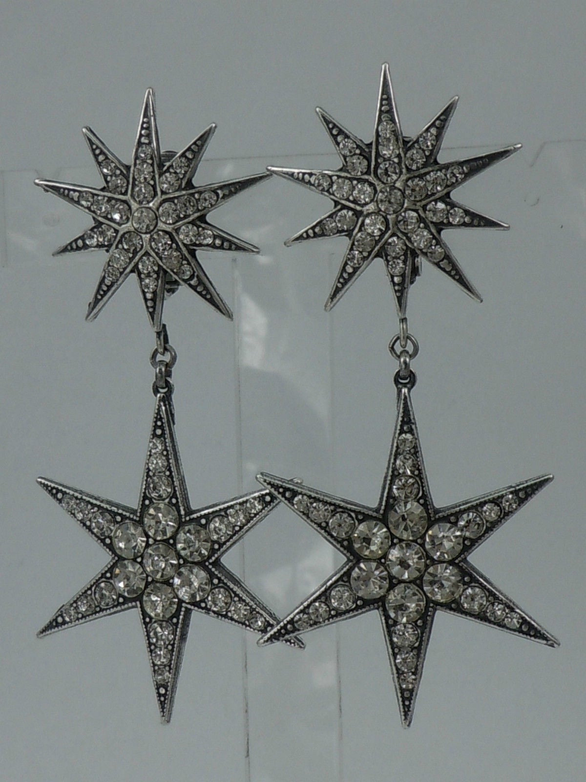 Askew London Large Brilliant Double Star Drop Earrings at 1stDibs