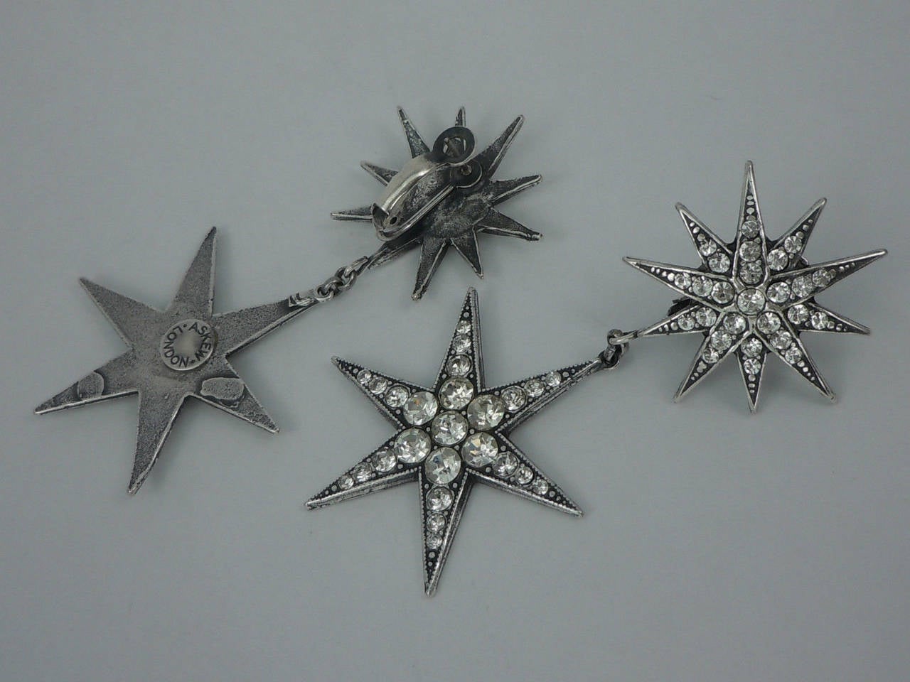 Askew London Large Brilliant Double Star Drop Earrings at 1stDibs