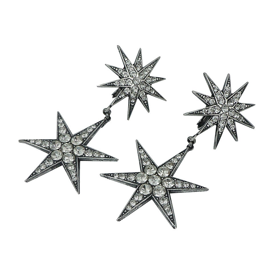 Askew London Large Brilliant Double Star Drop Earrings at 1stDibs