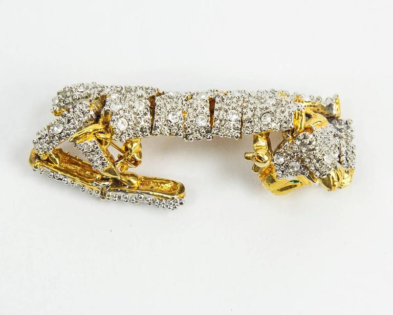 Striking Designer CZ Pave Cat Cheetah Articulated Brooch Pin at 1stDibs ...