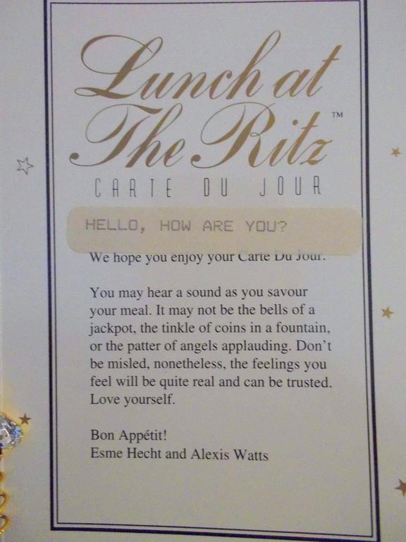 Rare Lunch At The Ritz "Hello, How Are You" Earrings On Original Menu ...