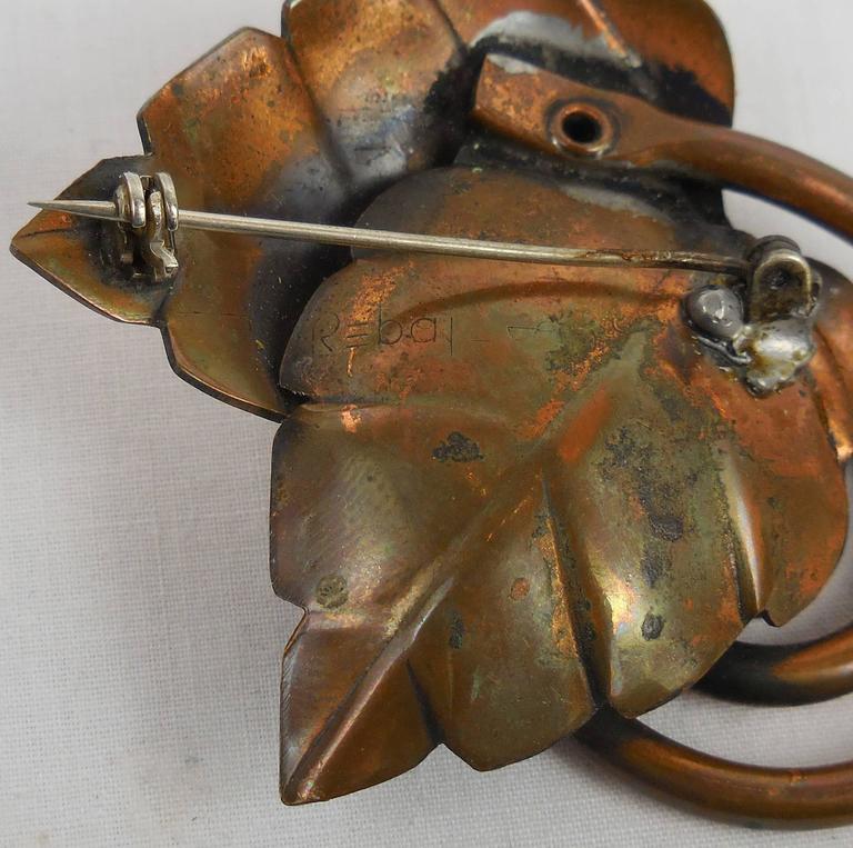 Rebajes Mid-Century Modern Coiled Leaf Copper Brooch Pin at 1stDibs ...