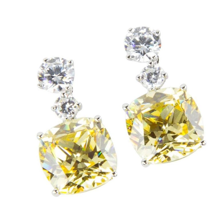 Amazing Faux Diamond and Yellow Teardrop Diamond Drop Statement ...