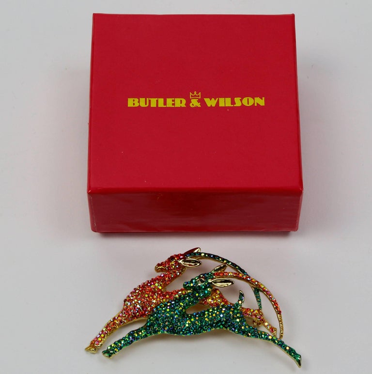 Butler Wilson Iconic BW Sparkling Diamante Deer Statement Brooch Pin at ...