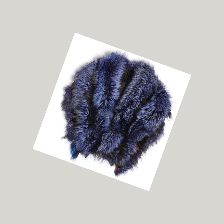 Luxurious Oversized Blue Fox Fringe Fur Collar Wrap at 1stDibs