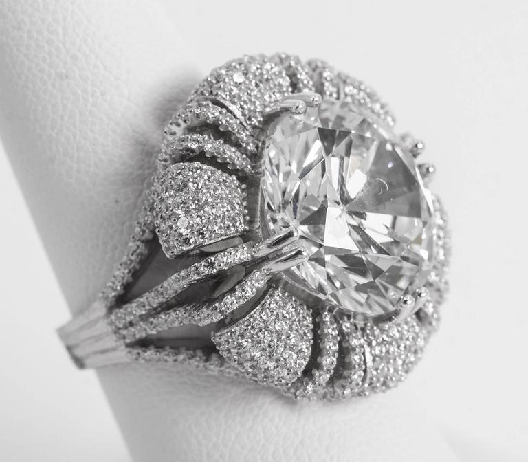 For Day And Night 15 Carat Round Cubic Zirconia Pave Faux Diamond Ring ...