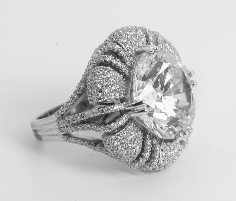 For Day And Night 15 Carat Round Cubic Zirconia Pave Faux Diamond Ring ...