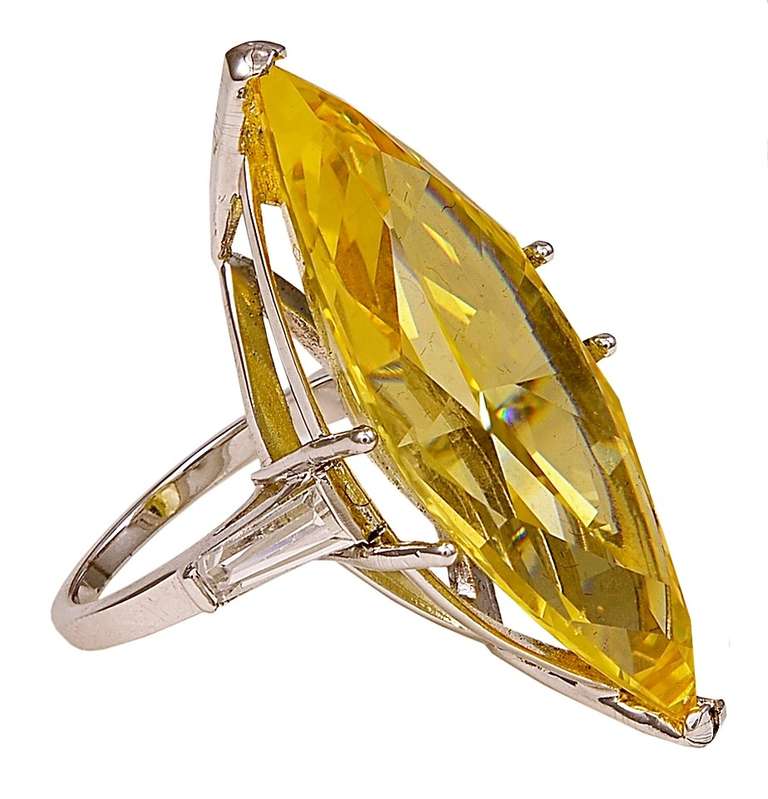 The Jackie O Faux Canary Yellow Diamond Ring Copy For Sale at 1stDibs ...