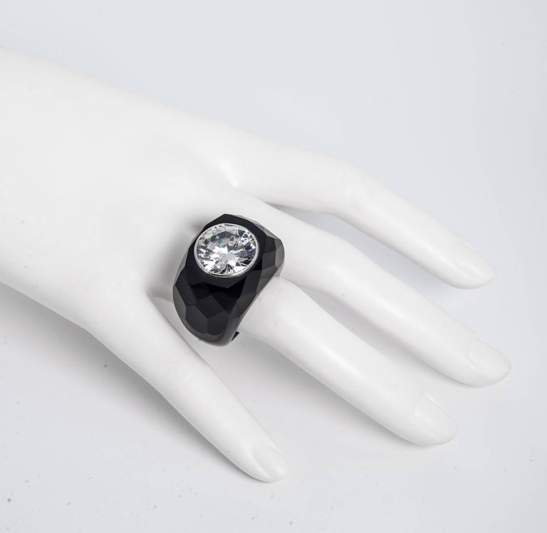 Art Deco Style Faux 20 Carat Diamond Black Onyx Ring For Sale at 1stDibs