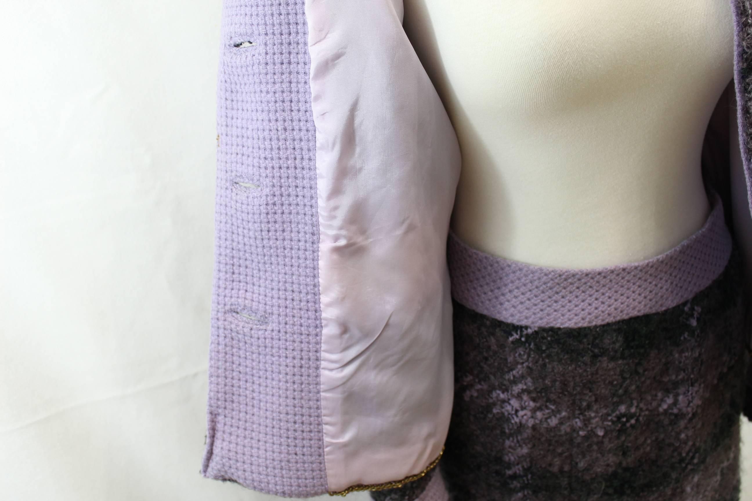 60's Chanel Couture 3 Piece Purple Tweed Suit at 1stDibs