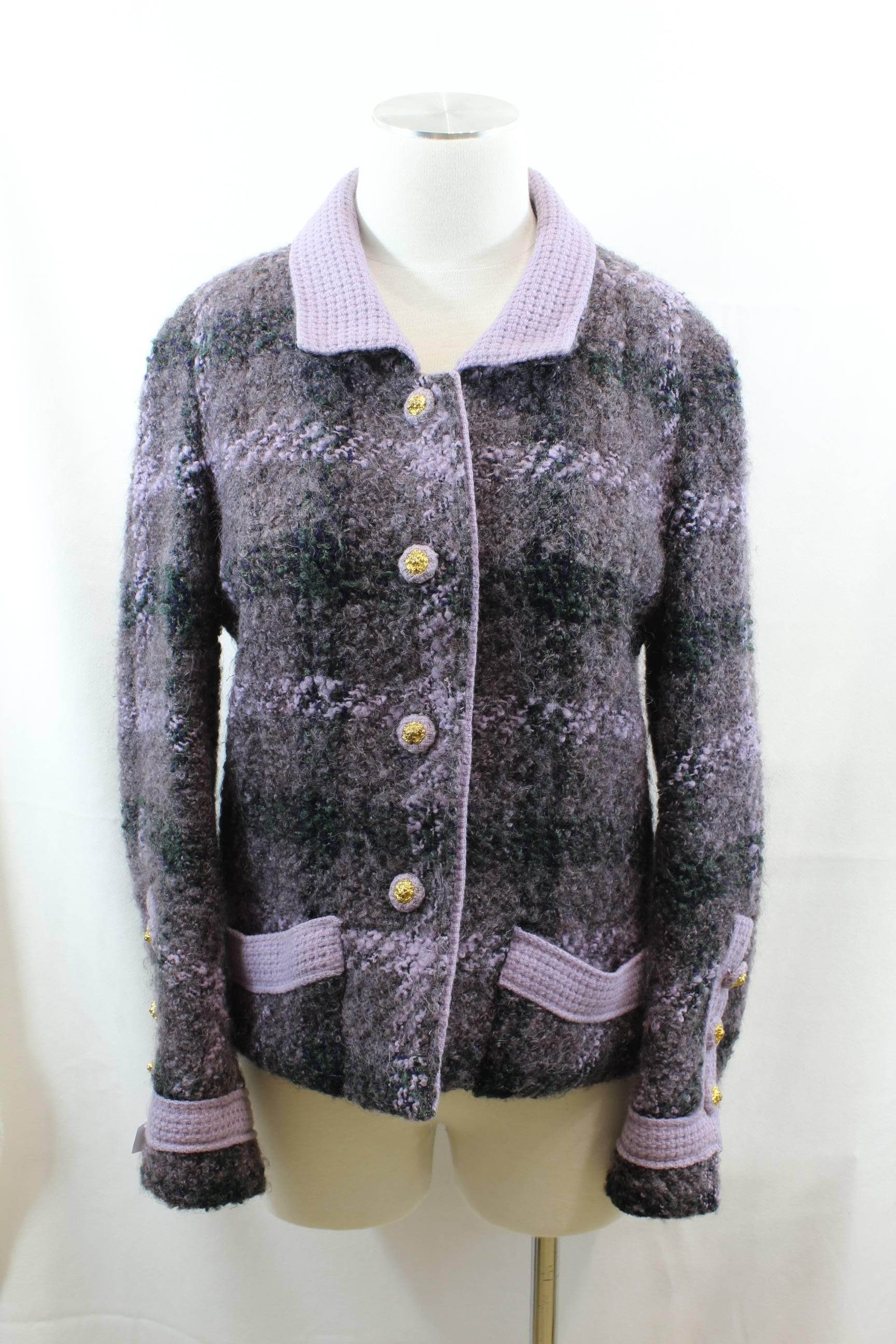 60's Chanel Couture 3 Piece Purple Tweed Suit at 1stDibs