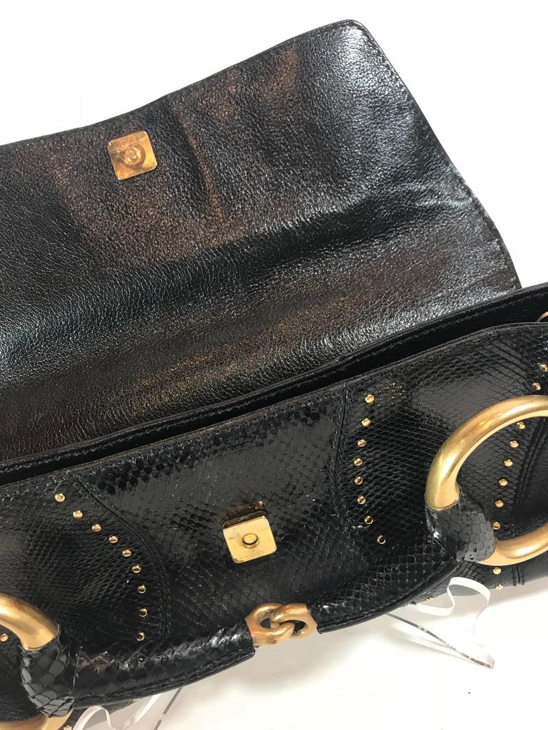 Gucci Python and Lizard Horsebit Clutch For Sale at 1stDibs