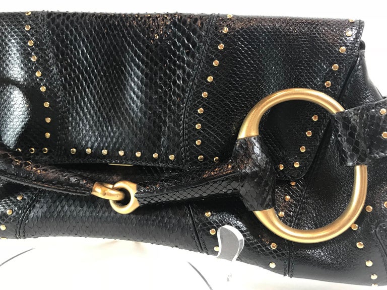 Gucci Python and Lizard Horsebit Clutch For Sale at 1stDibs