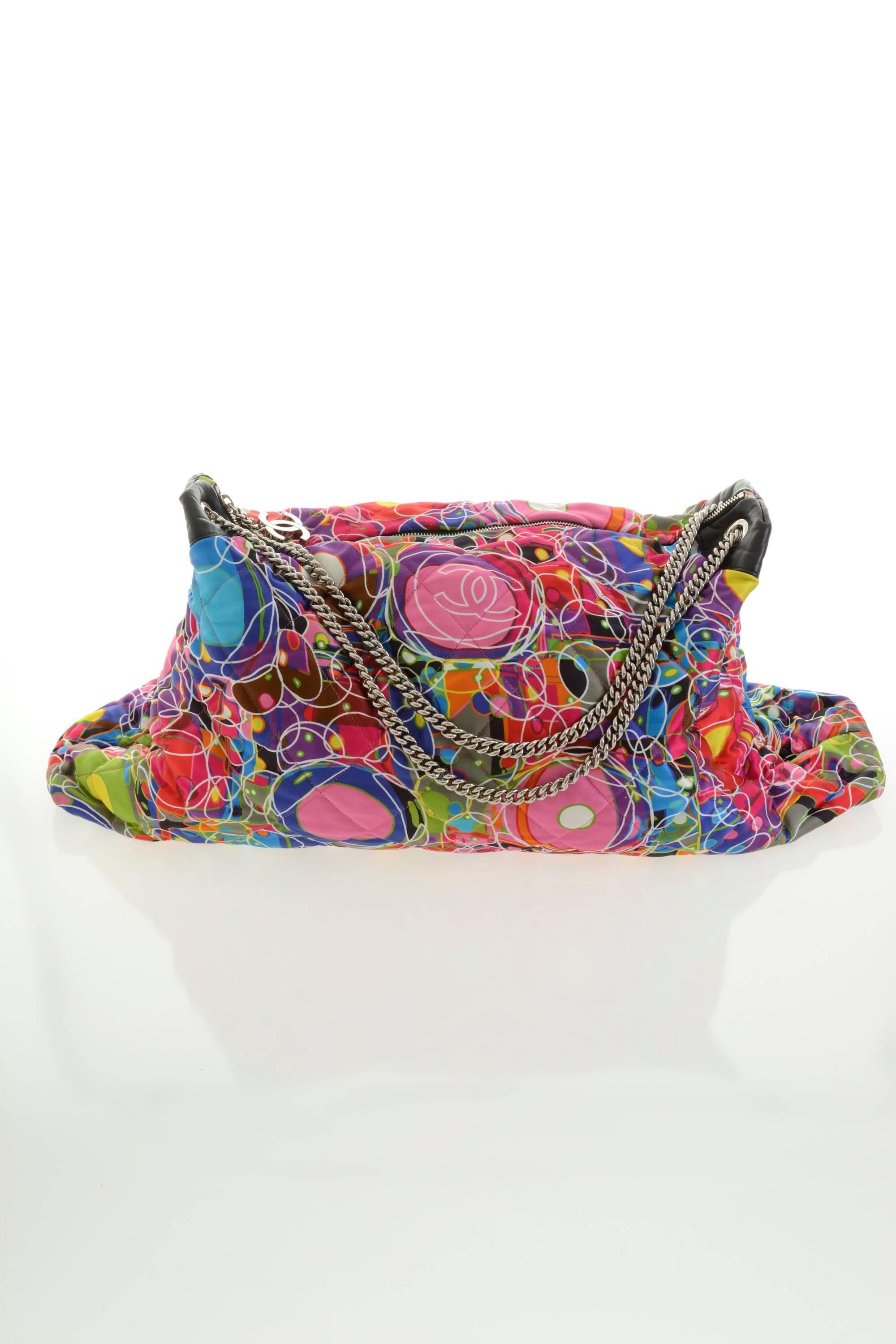 CHANEL Multicolor Quilted Satin Kaleidoscope Large Tote Bag For Sale at ...