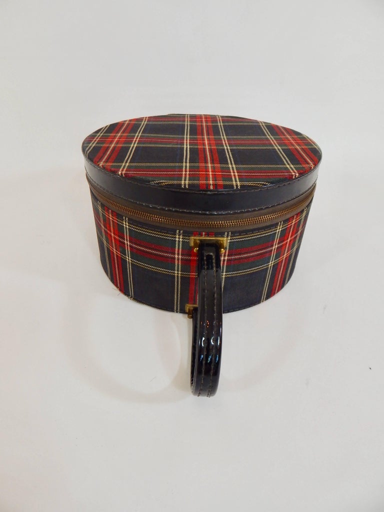 1950s Tartan Plaid Hat Box Case at 1stDibs
