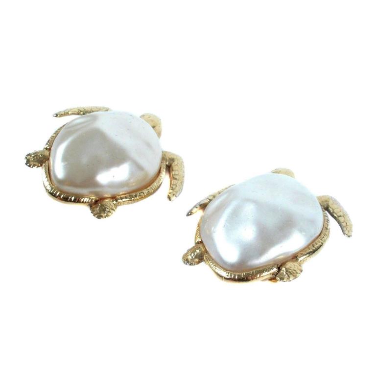 Chanel - 1980s Turtle Earrings For Sale at 1stDibs