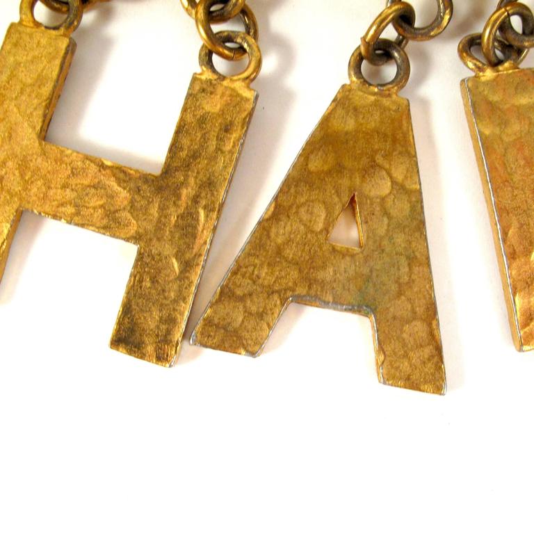 Chanel XL Charm Bracelet - Rare Vintage Gold Large Logo Letter Chain ...