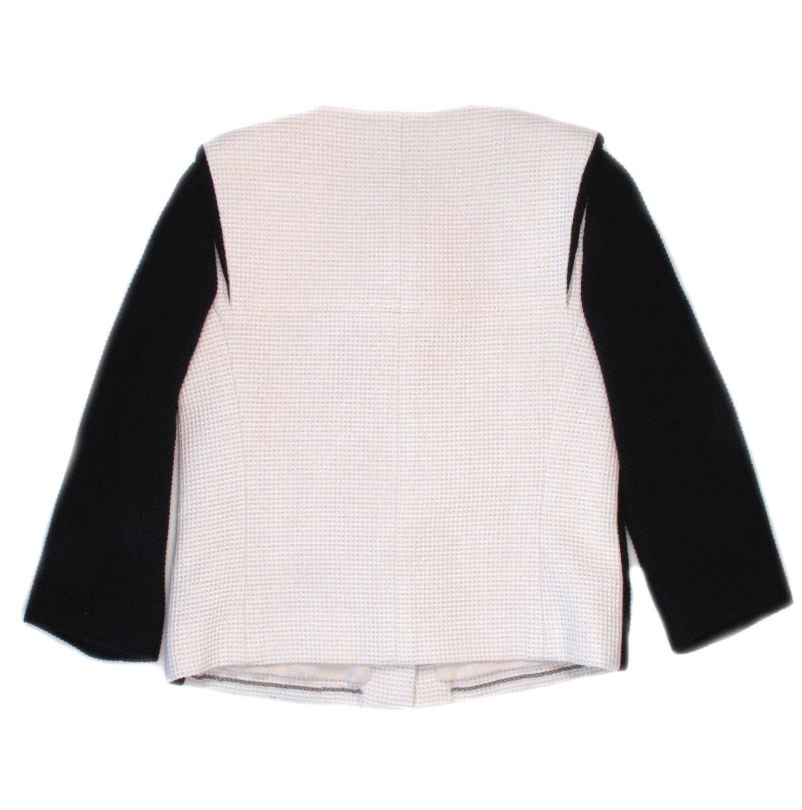 Chanel Spring 2015 Jacket - 4/6 - 38 - White Black Navy Tweed CC Logo ...
