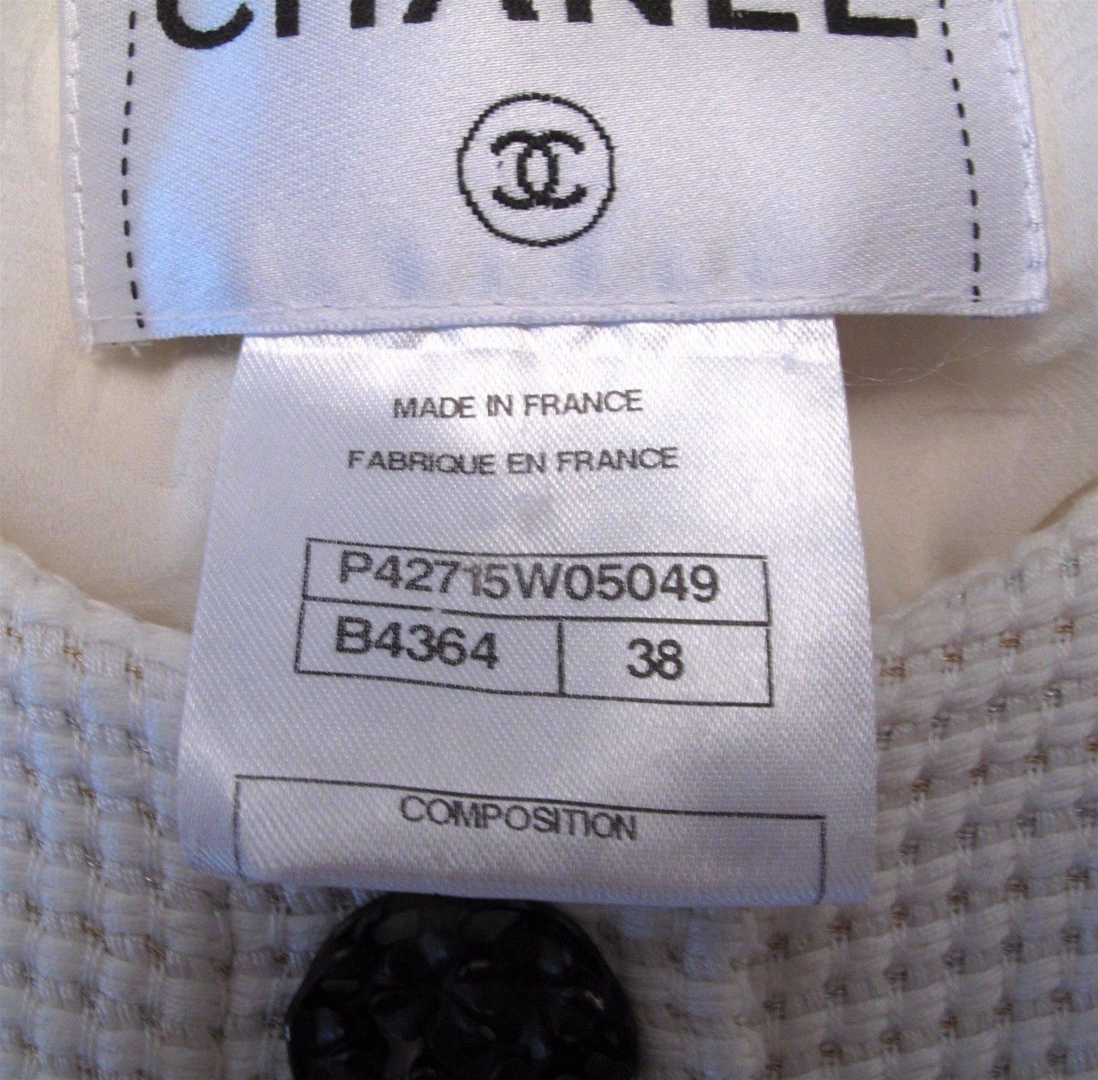 Chanel Spring 2015 Jacket - 4/6 - 38 - White Black Navy Tweed CC Logo ...