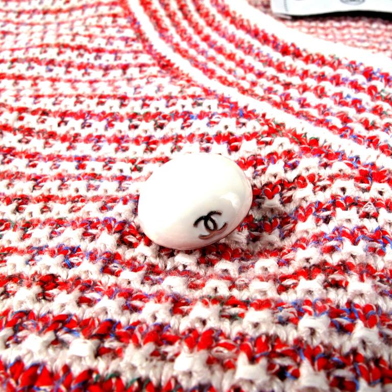 Chanel 2014 Pearl Jacket Cardigan - US 10 / 12 - 44 - Striped Red White ...
