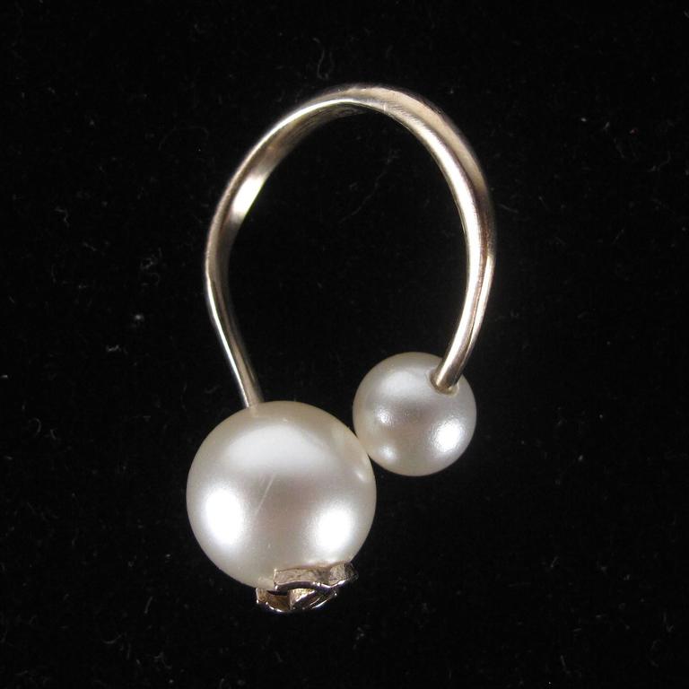 Chanel Double Pearl Ring - 2014 - Size US 6.5 - Gold CC Logo Charm 14S ...