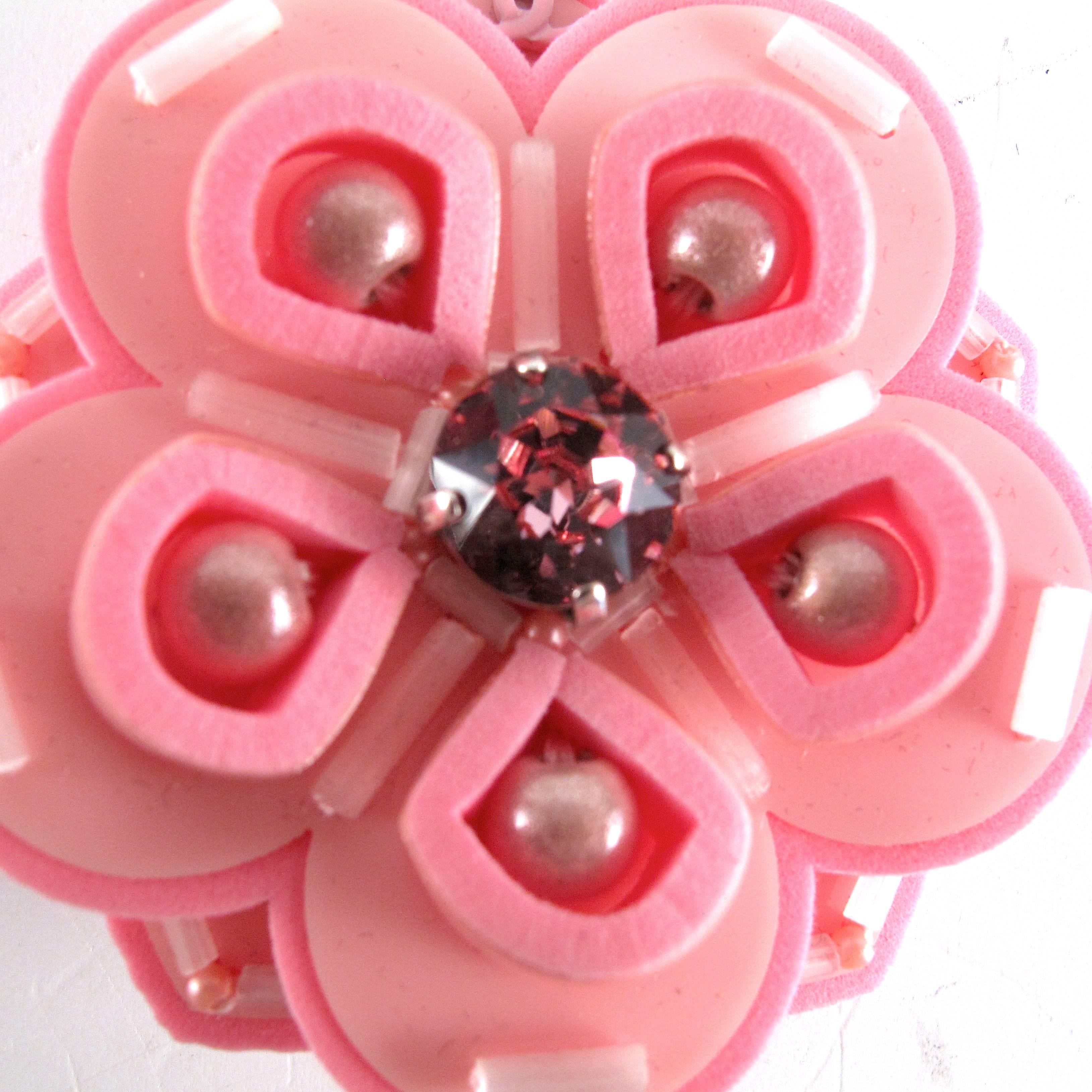 Chanel Camellia Pearl Pin - New - 2016 - Pink Crystal Brooch Silver ...