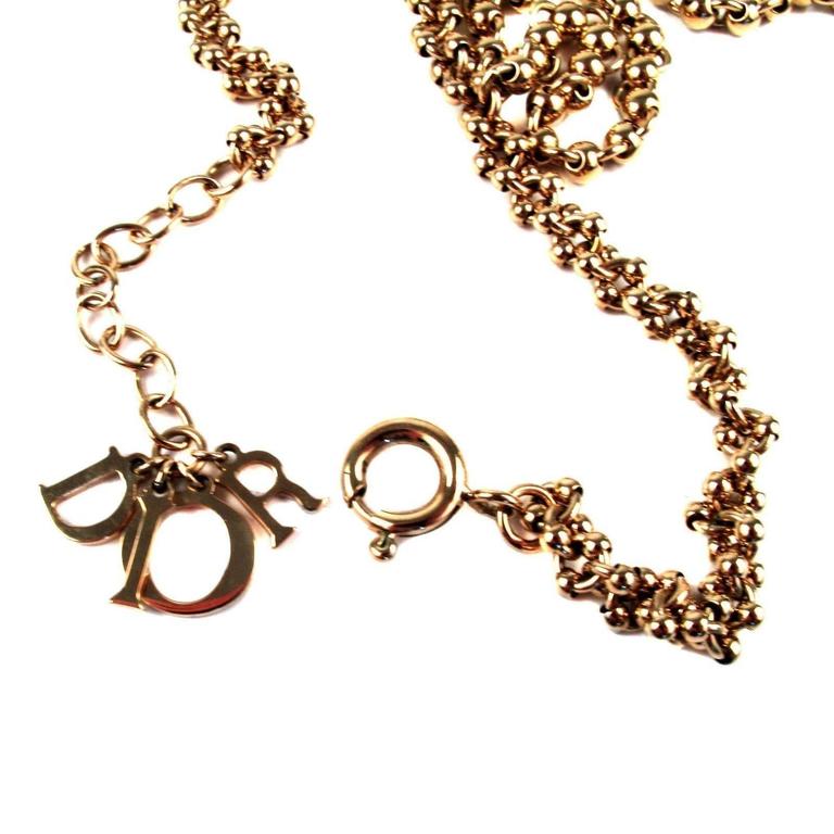 Christian Dior Necklace - Multistrand Gold Layered Chain Logo Choker ...