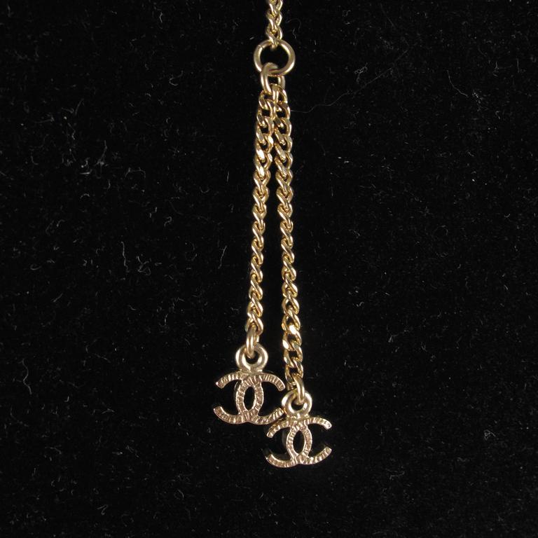 Chanel Crystal Necklace - 2013 Gold CC Logo Chain Charm Pendant A13C at ...