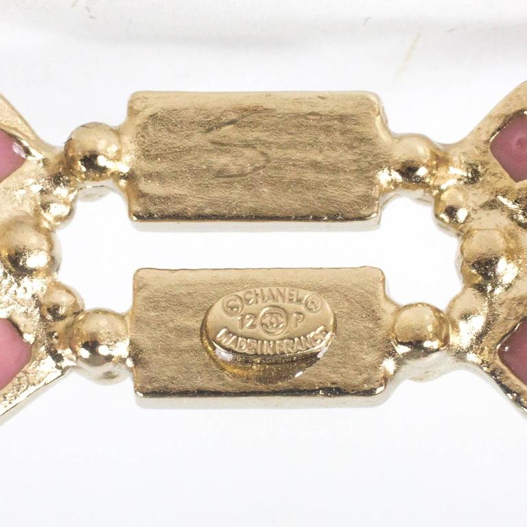 Chanel Bracelet - Crystal Glass Gripoix Pink Bangle Cuff Gold Pearl CC ...