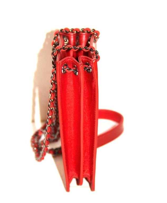 CHANEL Red Metallic Patent Leather Smartphone Bag at 1stDibs