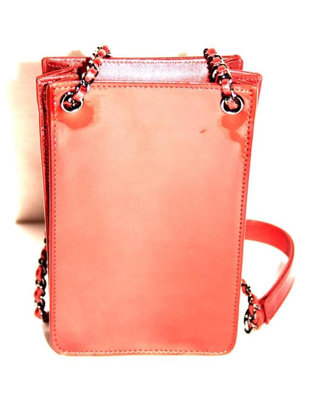 CHANEL Red Metallic Patent Leather Smartphone Bag at 1stDibs