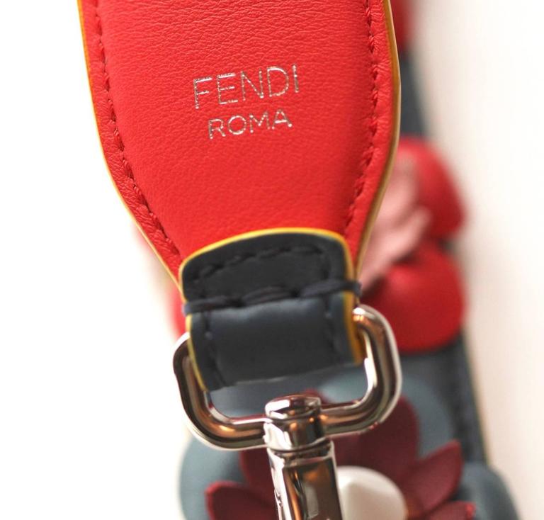 Fendi Shoulder Strap "Strap You" Navy Blue / Multicolored Flowers at ...