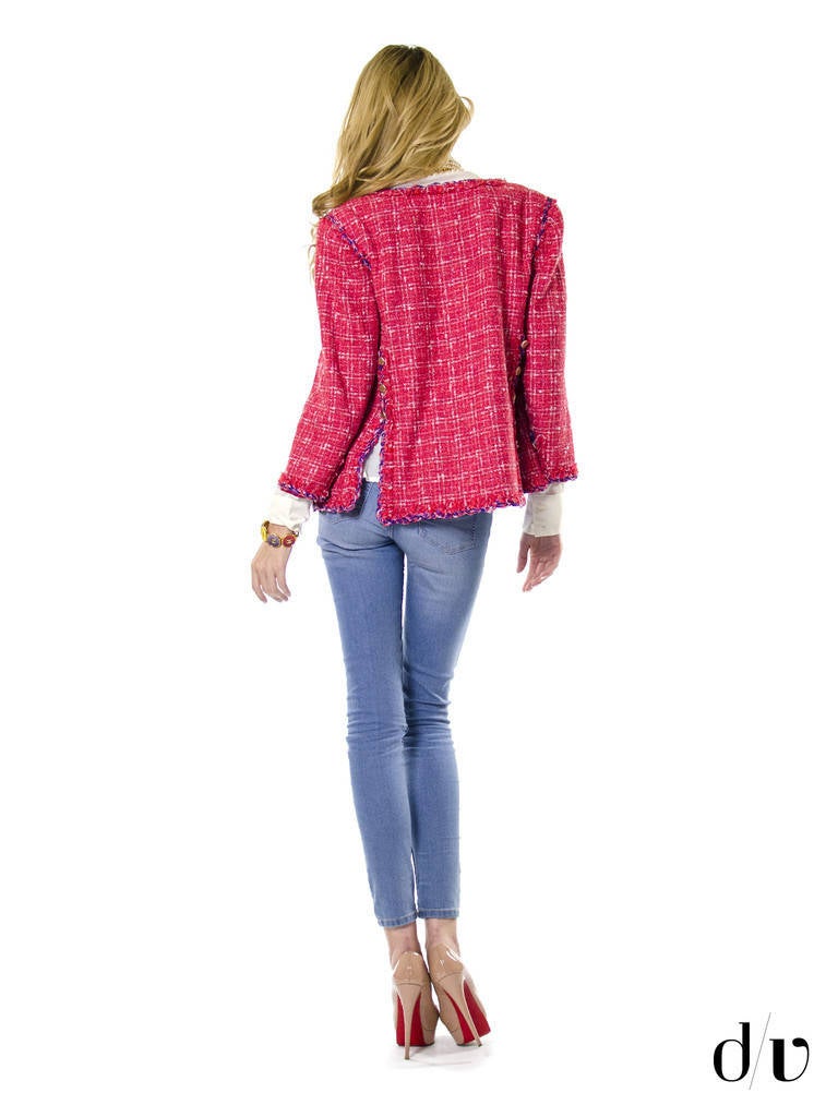 Chanel Tweed Red Blazer at 1stDibs
