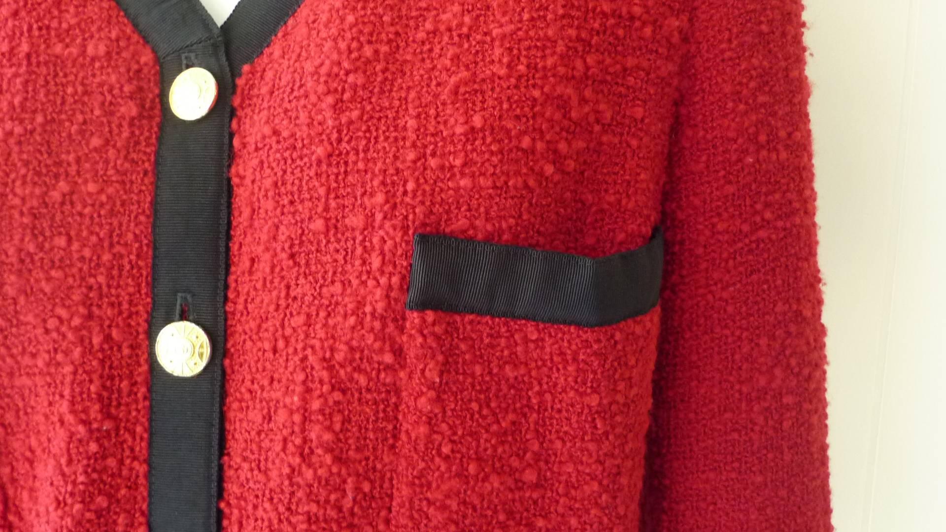 1980s Red Chanel Boucle Jacket at 1stDibs