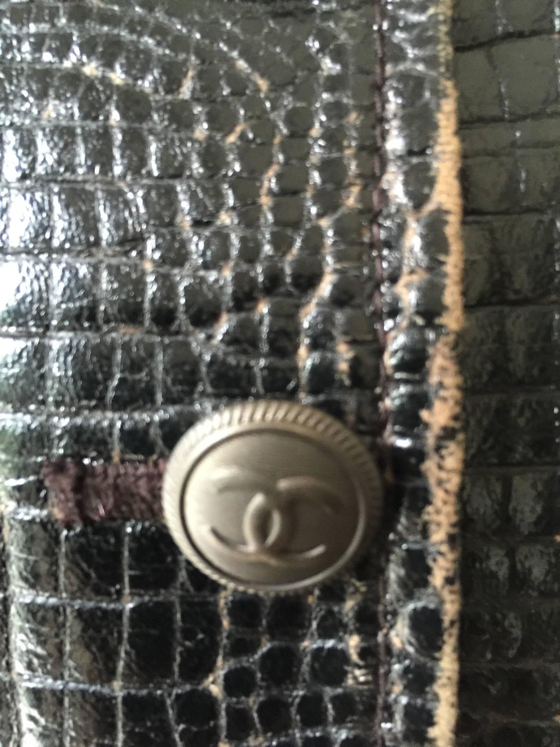 Unique Vegan Croc Embossed Chanel Jacket Sz. 42 For Sale at 1stdibs