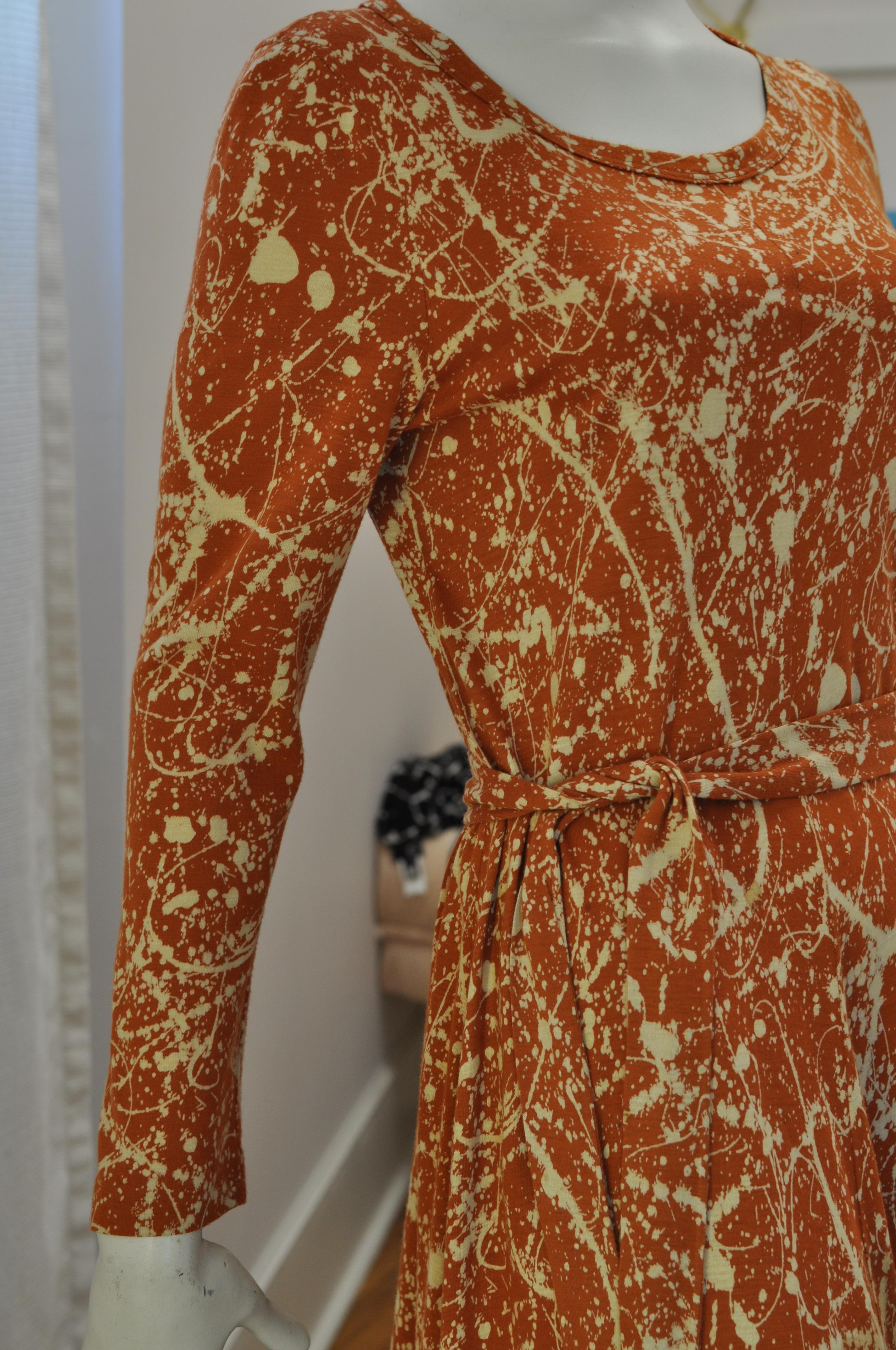 1970s Diane Von Furstenberg "Jackson Pollack" Paint Splatter Dress w ...