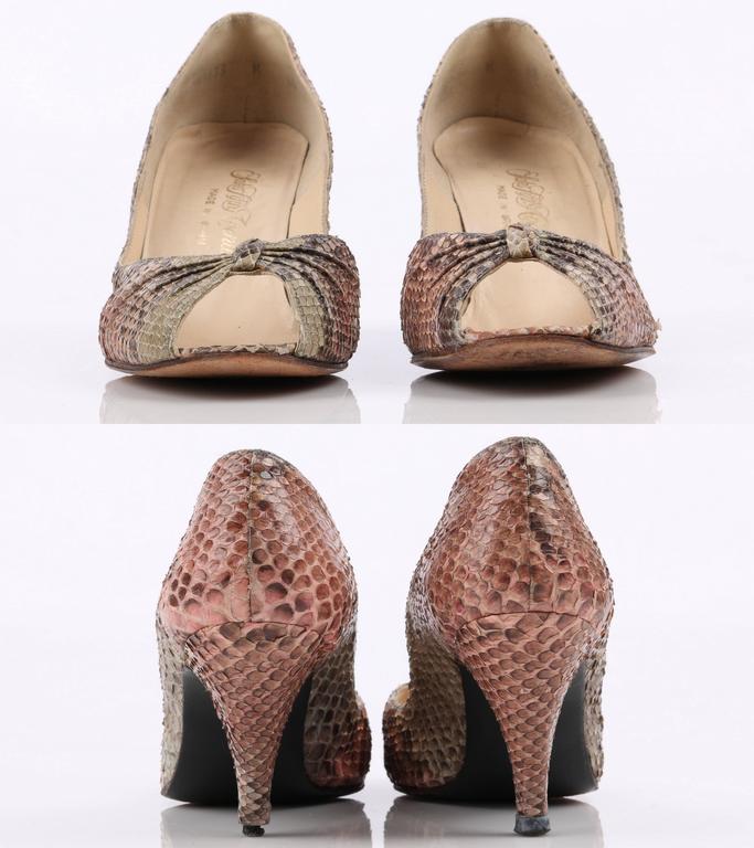 1970's HALSTON Multi-Color Pastel Python Snakeskin Handbag Shoes Pumps ...