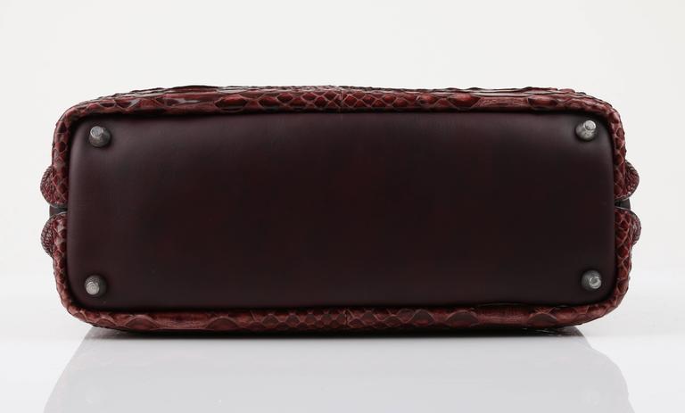 BRUNELLO CUCINELLI Burgundy Red Genuine Python Snakeskin Satchel ...