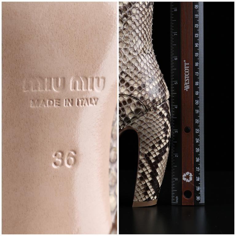 MIU MIU PRADA "ROCCIA" Genuine Python Snakeskin Knee High Heeled Boots ...