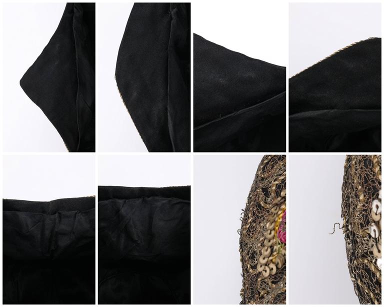 COUTURE c.1920s Metallic Gold Embroidered Sequin Silk Flapper Cloche ...