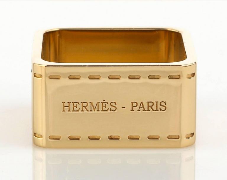 Hermes Paris "Bolduc" Duc Carriage With Horse Logo Gold Brass Square ...