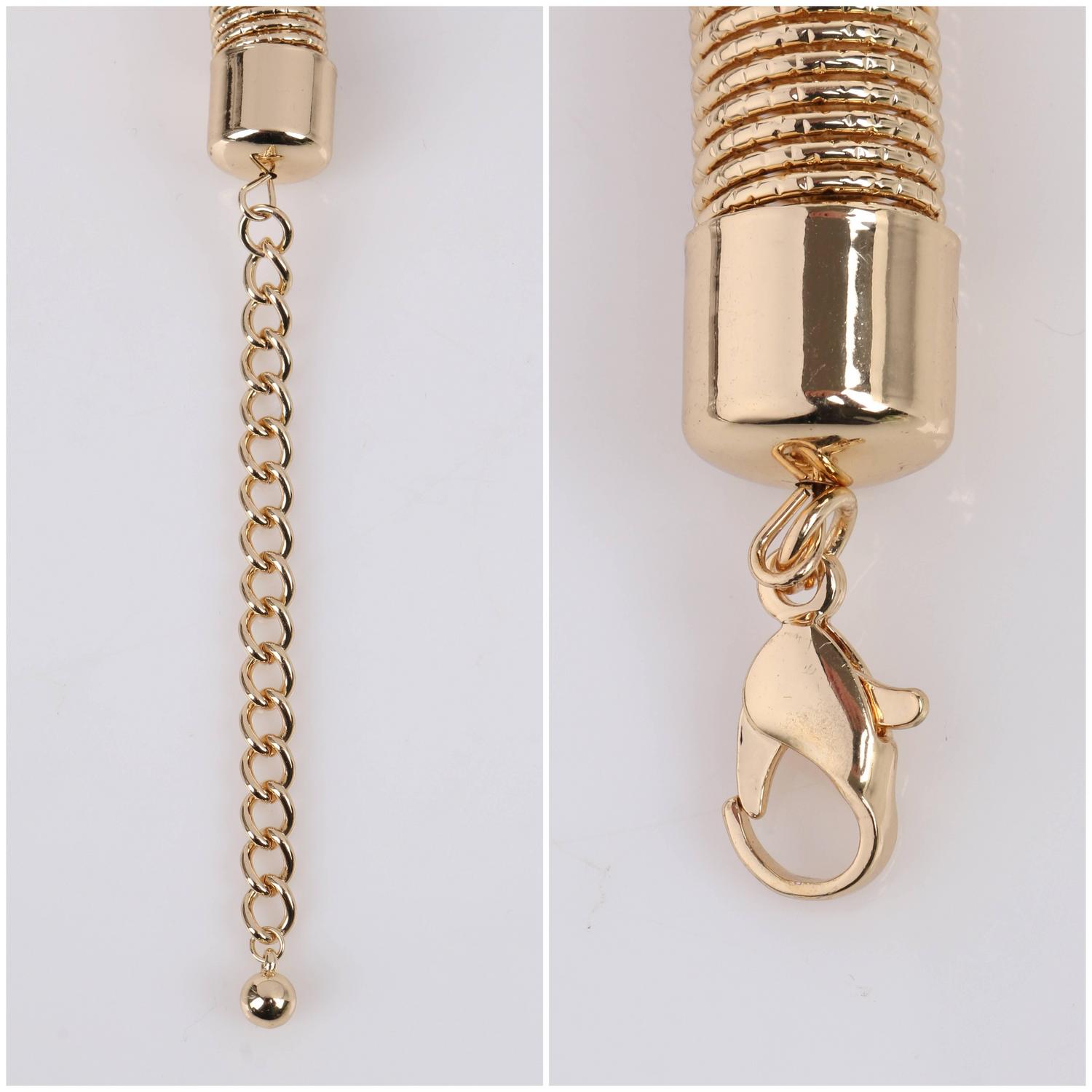 VERSACE c.1980's Ugo Correani Large Gold Coil Spring Statement Necklace ...