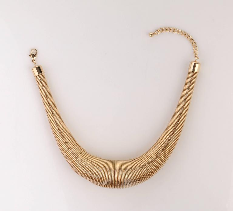 VERSACE c.1980's Ugo Correani Large Gold Coil Spring Statement Necklace ...