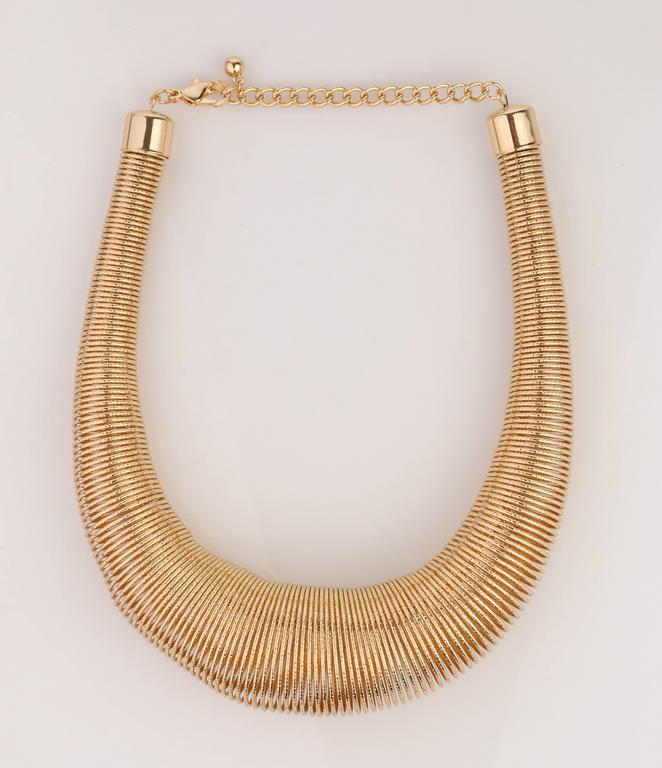 VERSACE c.1980's Ugo Correani Large Gold Coil Spring Statement Necklace ...