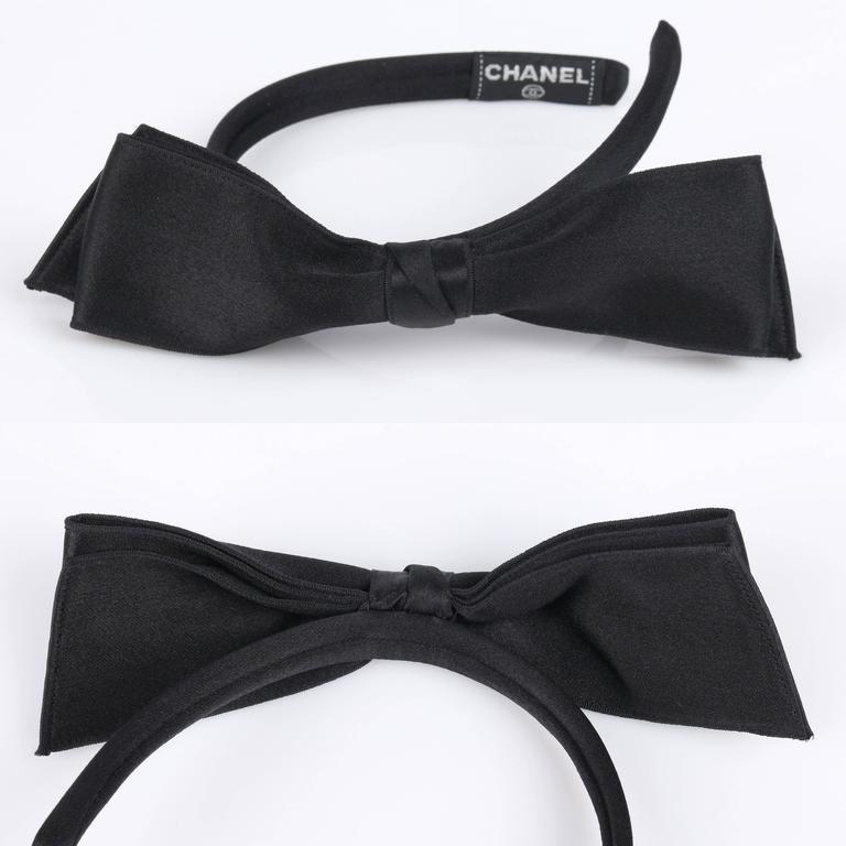 CHANEL Fall 2006 Black Large Classic Bow Satin Silk Headband Headpiece ...